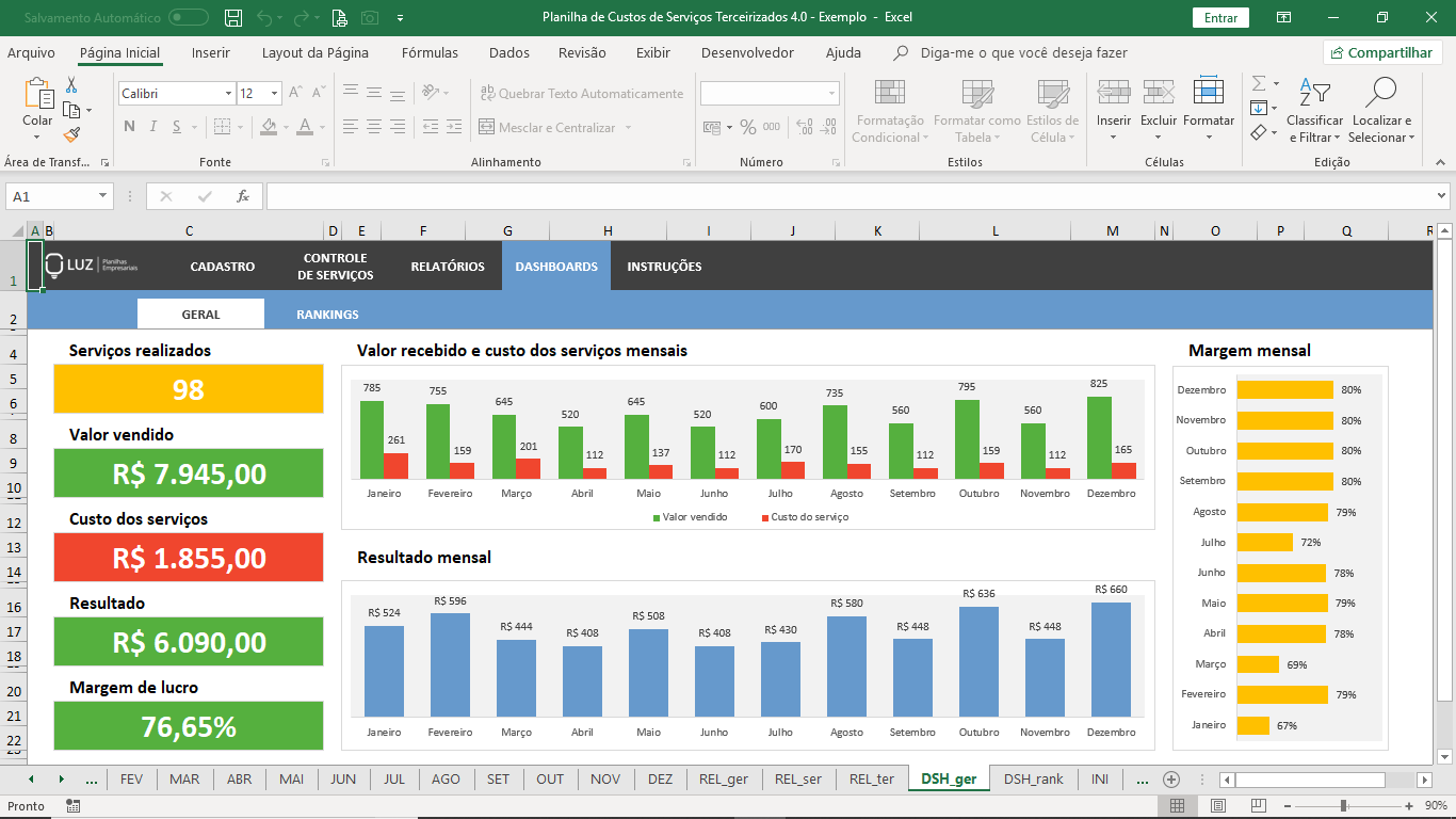 Planilha de Custos de Serviços Terceirizados em Excel - Planilhas Prontas