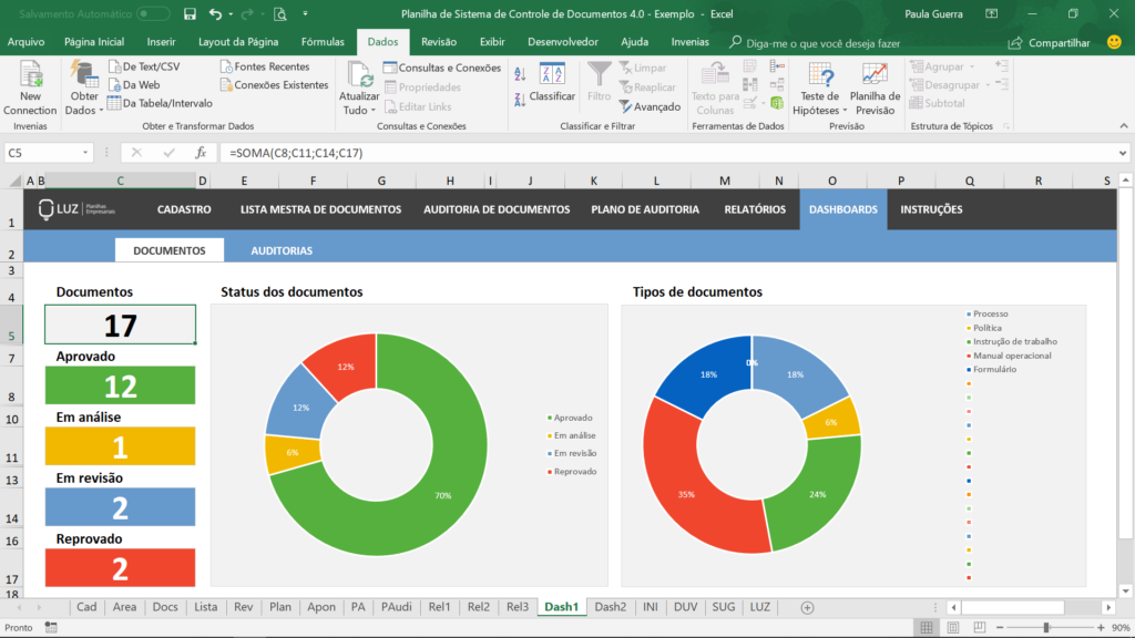 Planilha de Sistema de Controle de Documentos em Excel - Planilhas Prontas