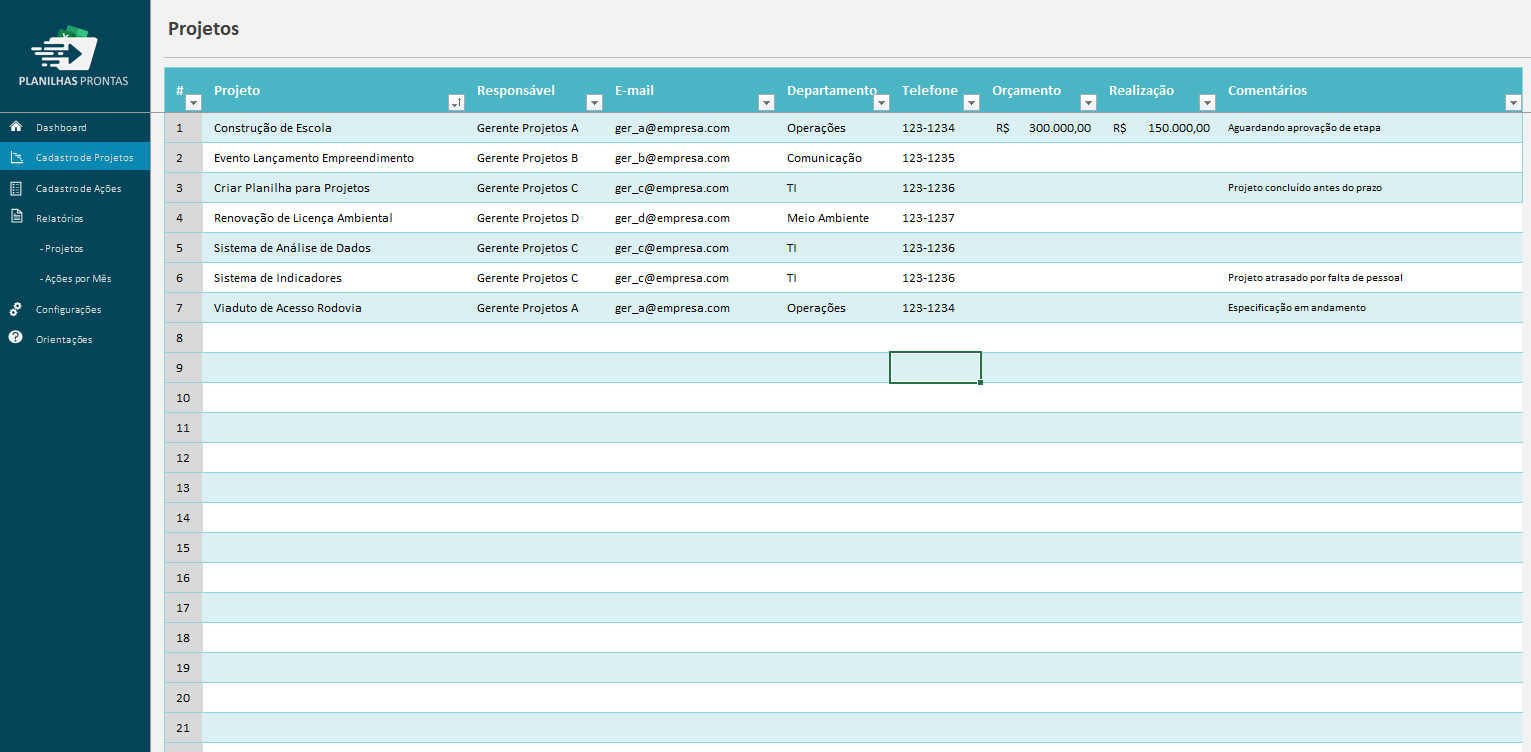 Planilha para Projetos e Planos de Ação em Excel - Planilhas Prontas