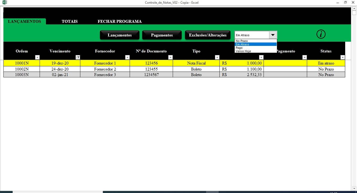 Planilha de Controle de Notas V2.0 em Excel - Planilhas Prontas