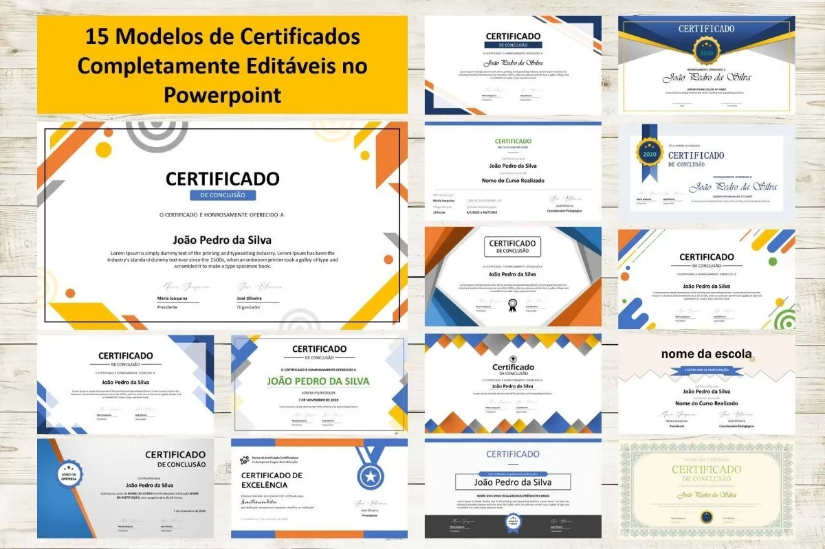Certificados Profissionais Editáveis em Powerpoint - Planilhas Prontas