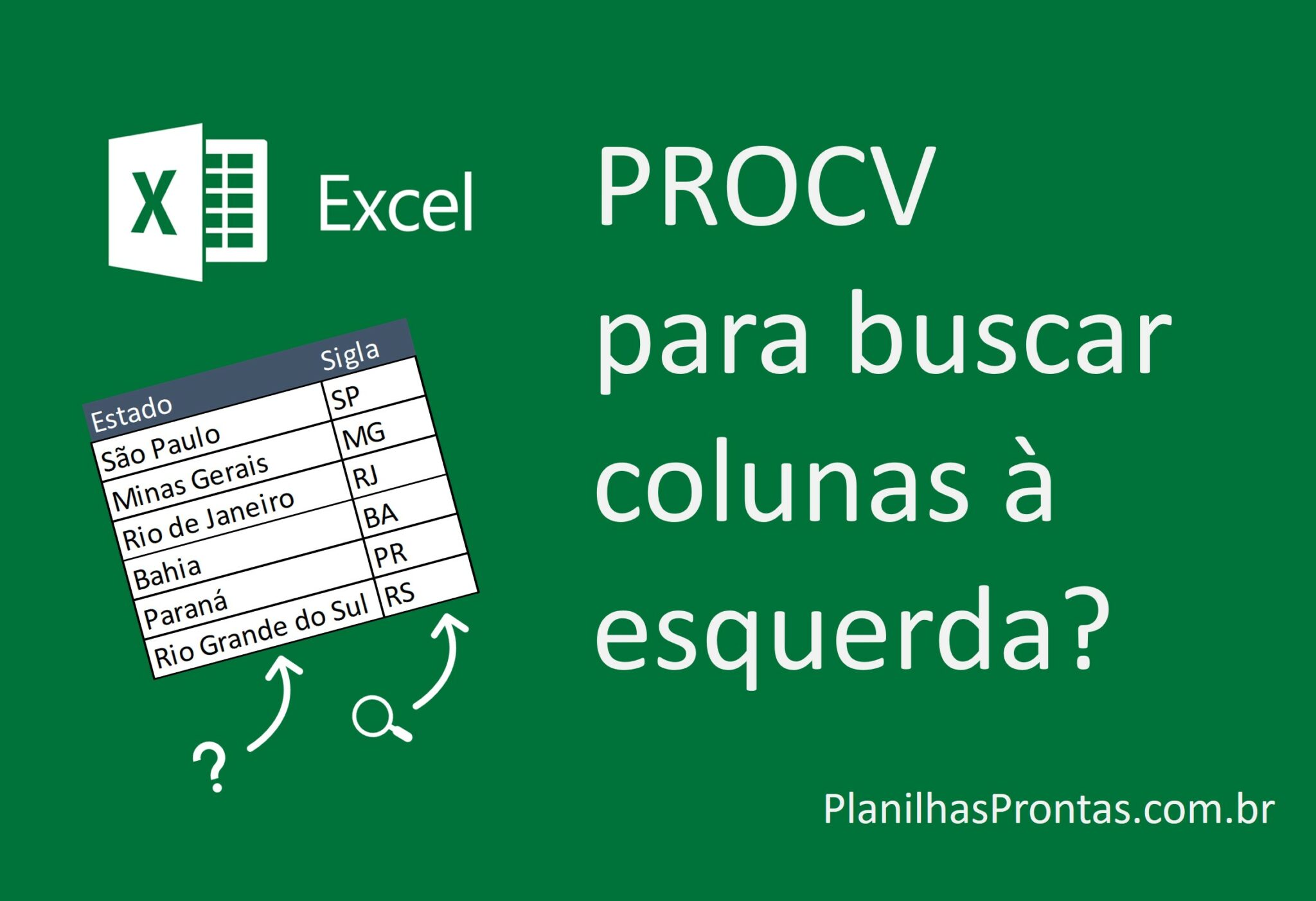 Como usar PROCV para Buscar COLUNAS À ESQUERDA - Planilhas Prontas