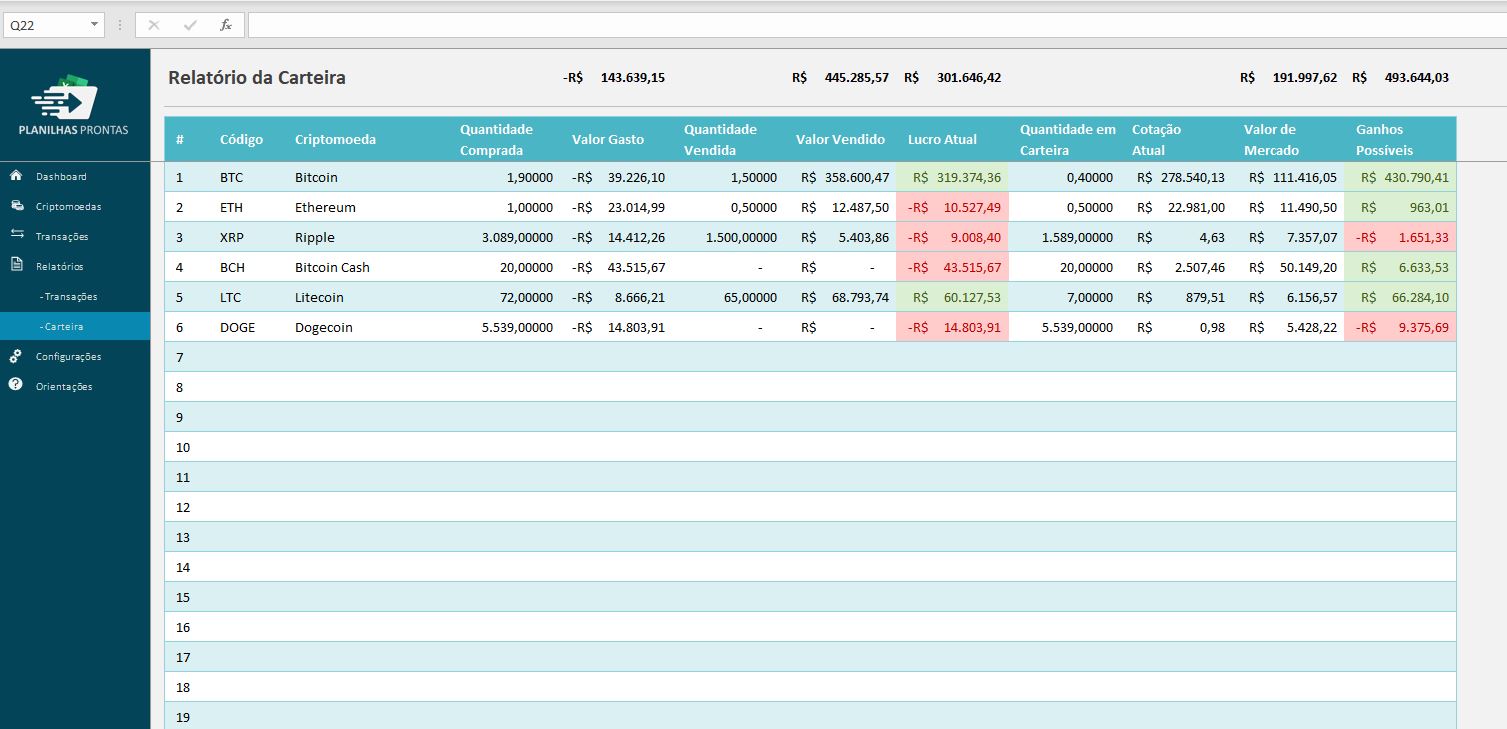 Planilha de Bitcoin e Criptomoedas em Excel - Planilhas Prontas