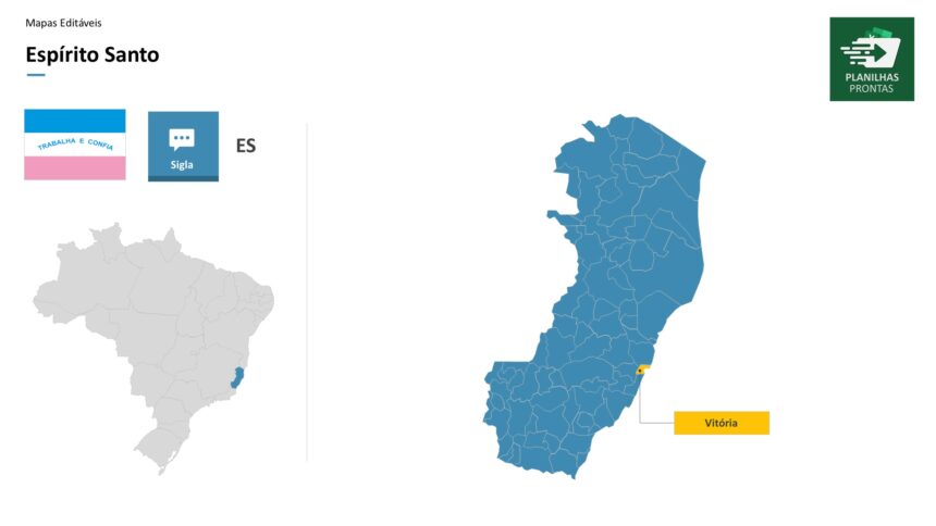 Mapas Brasil Editáveis em Powerpoint - Estados e Municípios - Planilhas ...